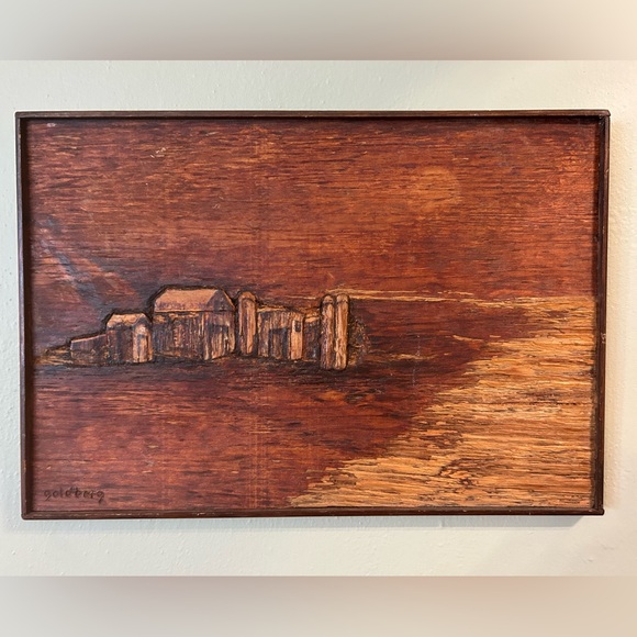 Art | Vintage Hand Carved Farm Barn Country Relief By Goldberg Artist ...